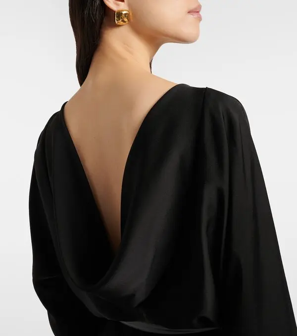 Max Mara Draped Satin Gown - Black