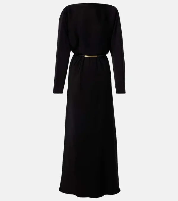 Max Mara Draped Satin Gown - Black