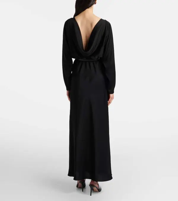 Max Mara Draped Satin Gown - Black