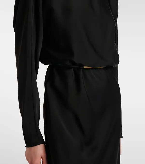 Max Mara Draped Satin Gown - Black