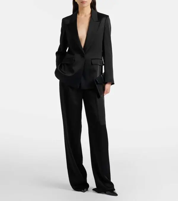 Max Mara Satin Crêpe Blazer - Black