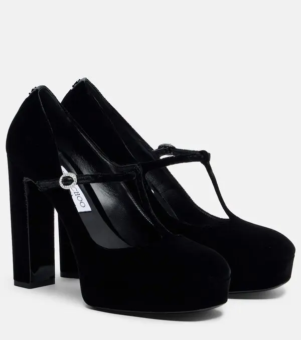 JIMMY CHOO Marene 120 Velvet Mary Jane Pumps