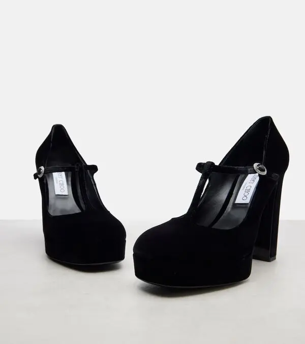 JIMMY CHOO Marene 120 Velvet Mary Jane Pumps