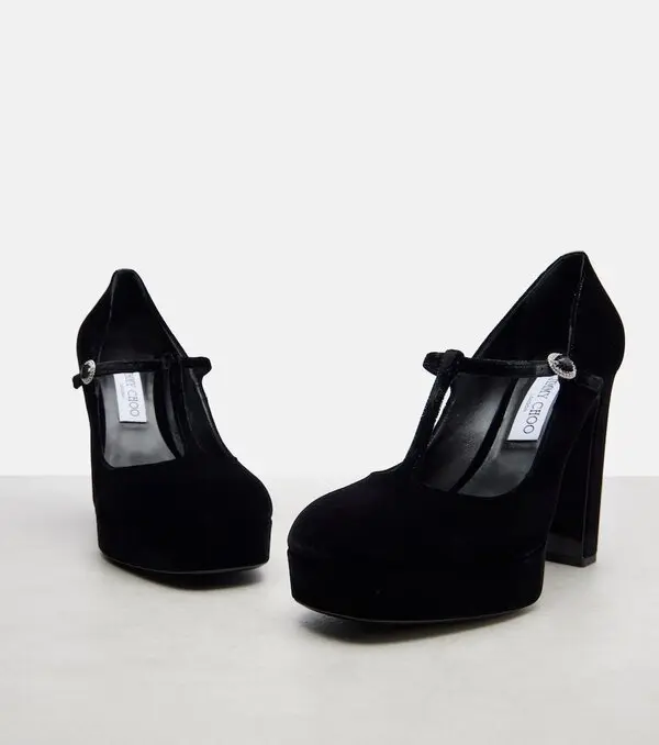 JIMMY CHOO Marene 120 Velvet Mary Jane Pumps