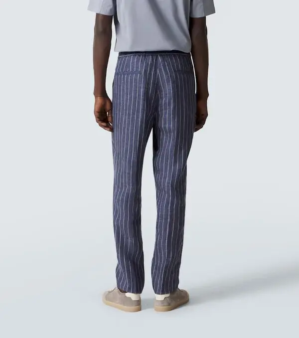Brunello Cucinelli Striped Linen Straight Pants