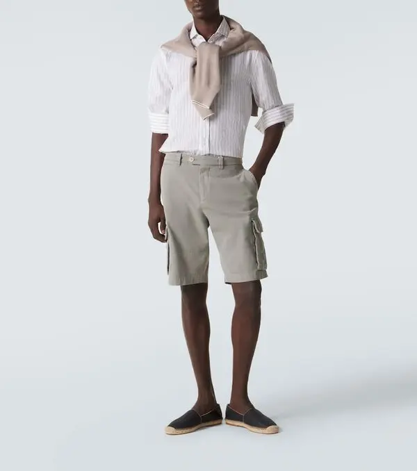 Brunello Cucinelli Cotton Cargo Shorts - Grey