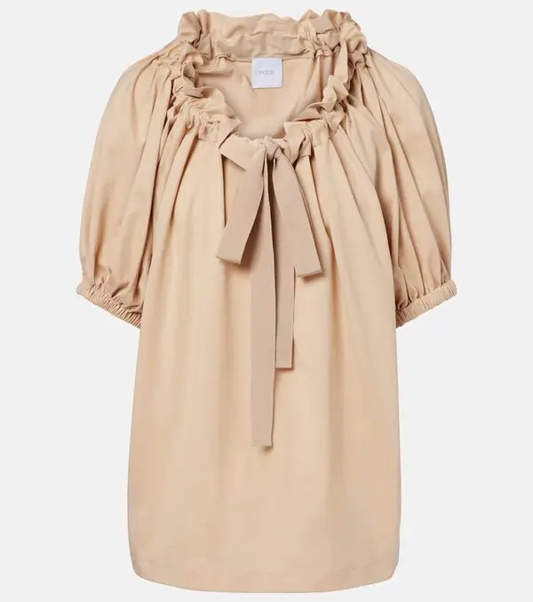 PATOU Ruffled Cotton Top - Beige