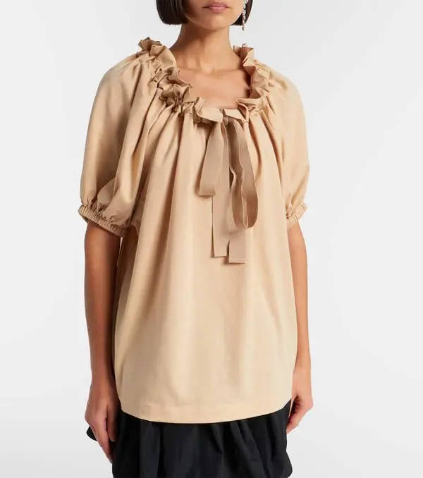 PATOU Ruffled Cotton Top - Beige