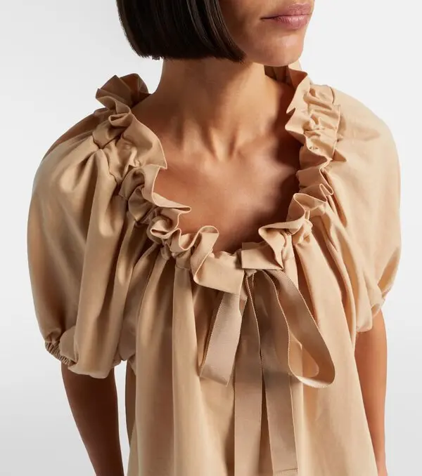 PATOU Ruffled Cotton Top - Beige