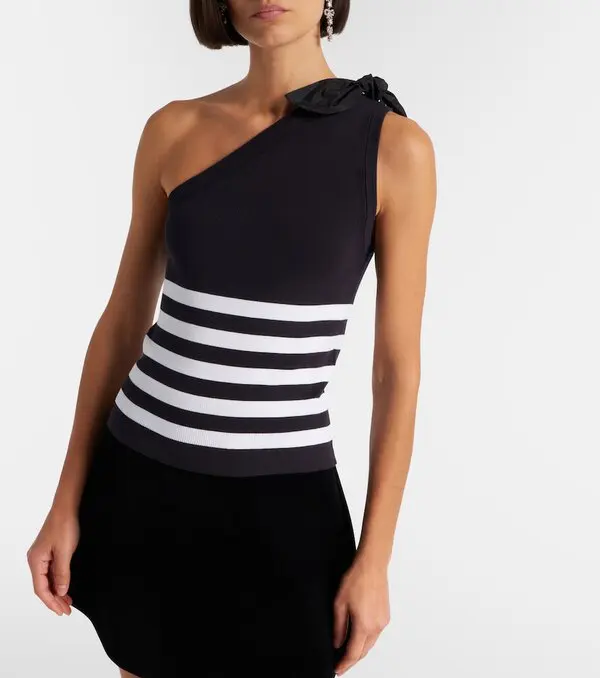 PATOU Striped One-shoulder Top
