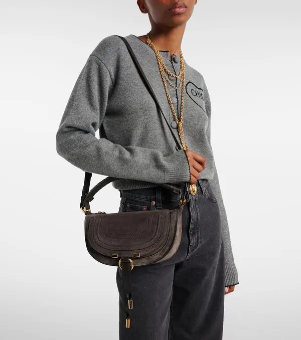 Chloé Marcie Mini Suede Shoulder Bag - Brown