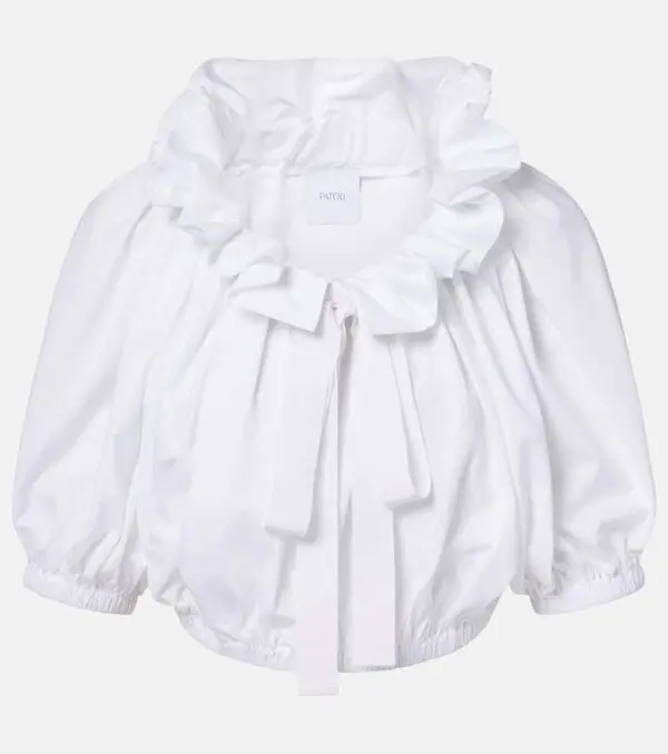 PATOU Ruffled Cropped Cotton Top - White