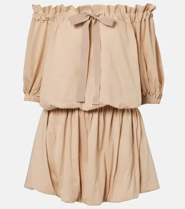 PATOU Tie-neck Mini Dress - Beige