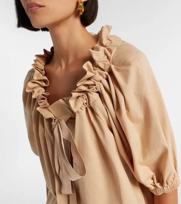 PATOU Tie-neck Mini Dress - Beige
