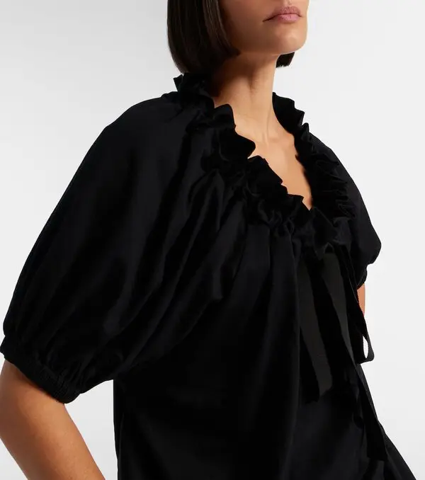 PATOU Tie-neck Cotton Faille Minidress - Black