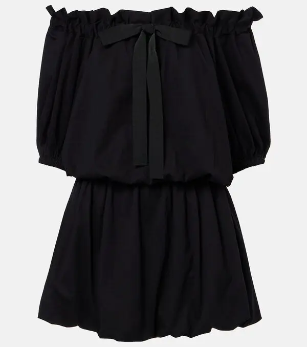 PATOU Tie-neck Cotton Faille Mini Dress - Black