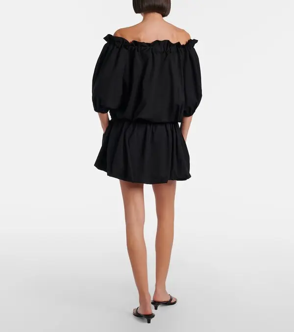 PATOU Tie-neck Cotton Faille Mini Dress - Black