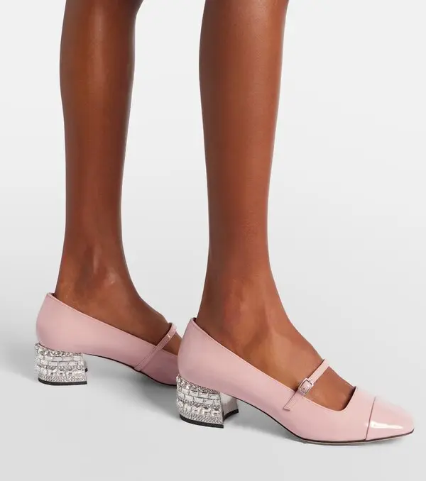 JIMMY CHOO Elisa 45 Embellished Patent Leather Pumps - Pink