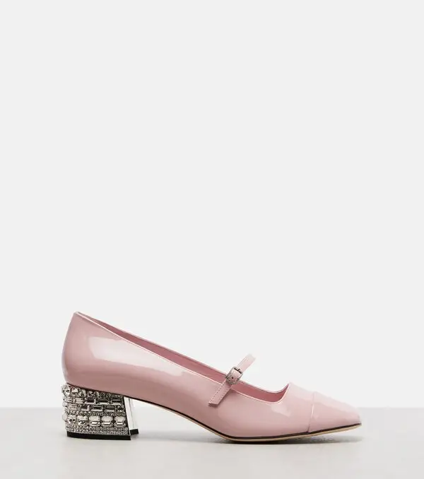 JIMMY CHOO Elisa 45 Embellished Patent Leather Pumps - Pink