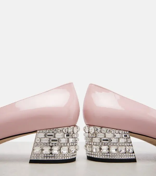 JIMMY CHOO Elisa 45 Embellished Patent Leather Pumps - Pink