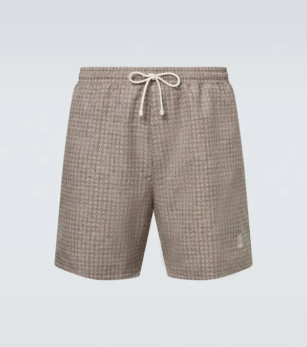 Brunello Cucinelli Printed Swim Trunks - Brown
