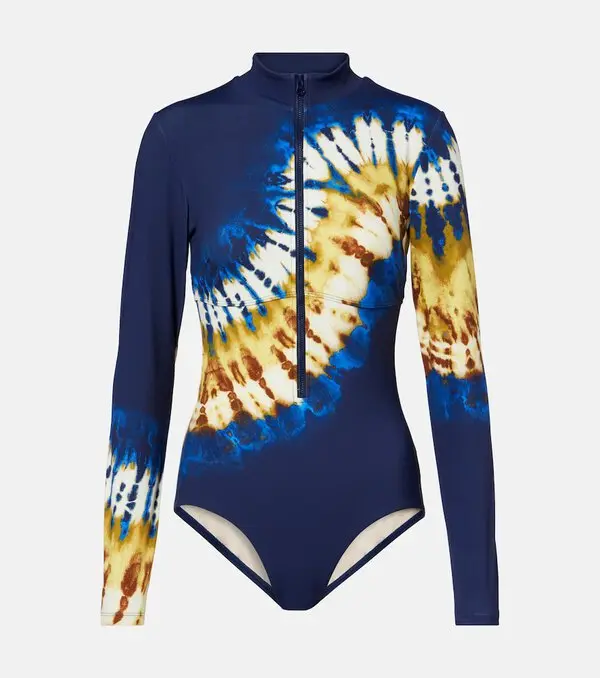 ALEMAIS Alémais Martine Draped Printed Rashguard Top
