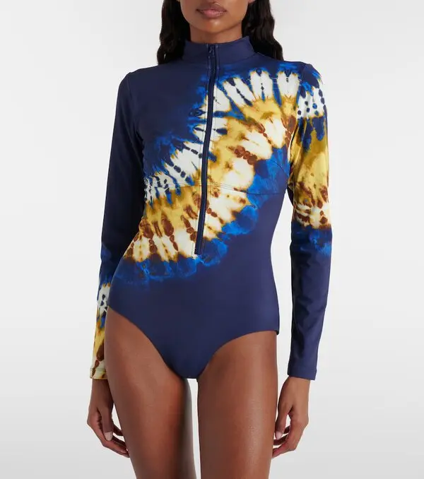 ALEMAIS Alémais Martine Draped Printed Rashguard Top