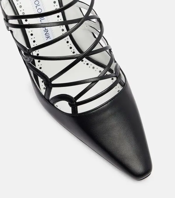 Manolo Blahnik Netas 90 Leather Mules