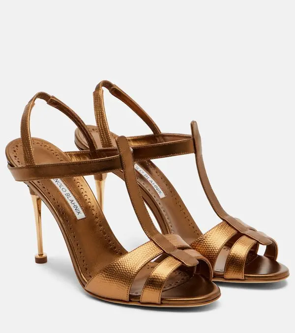 Manolo Blahnik Retaux 105 Leather Slingback Sandals - Brown