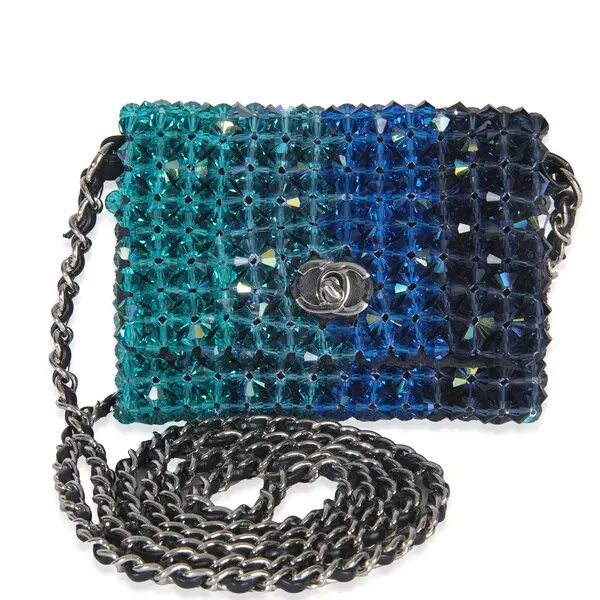 Chanel Ombre Beaded Micro Clutch On Chain - Blue