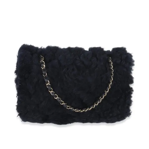 Chanel Shearling Quilted Lambskin Flap Bag