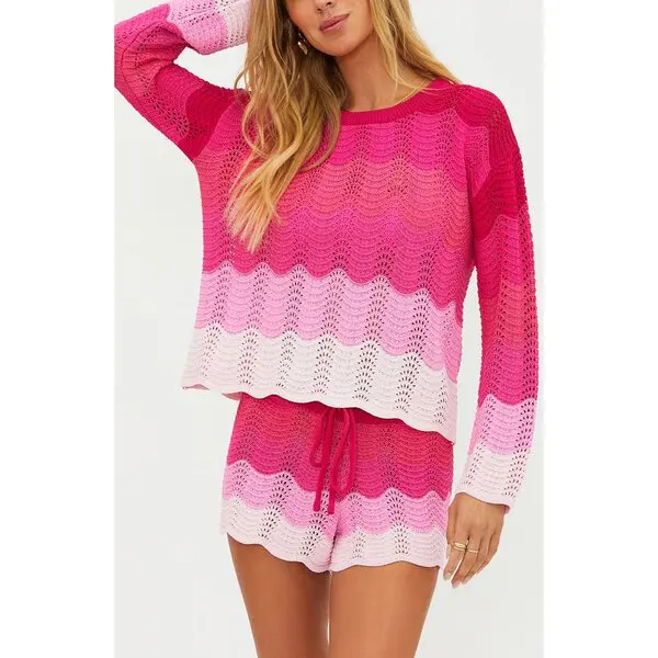 Beach Riot Beach Cover-up Sweater - Electric Pink