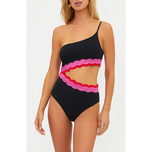 Beach Riot Liora Scallop Cutout One-piece Swimsuit - Electric Wave