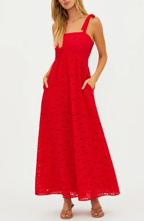 Beach Riot Eyelet Tie Shoulder Midi Dress