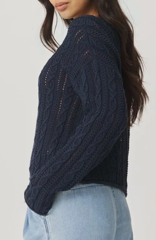 Splendid Brennan Cable Knit Cotton Sweater - Navy Blue