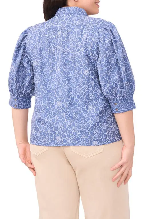 CECE DUPRAZ Daisy Embroidered Chambray Top