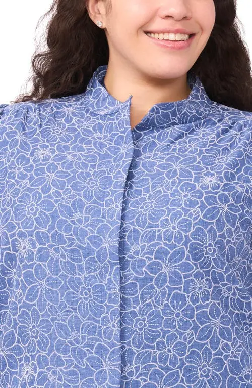 CECE DUPRAZ Daisy Embroidered Chambray Top