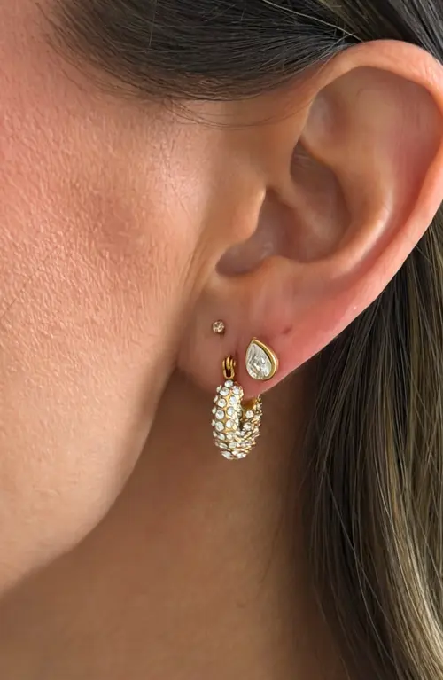 CUFFED BY NANO Noel Pavé Mini Hoop Earrings