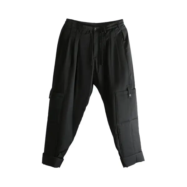YOHJI YAMAMOTO POUR HOMME Wool Gabardine Outer Pocket Trousers - Black