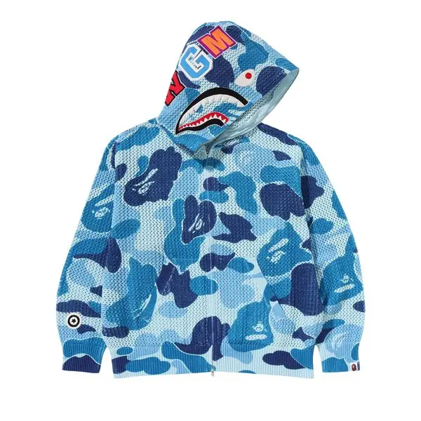 A BATHING APE Abc Camo Crochet Shark Full Zip Hoodie - Blue