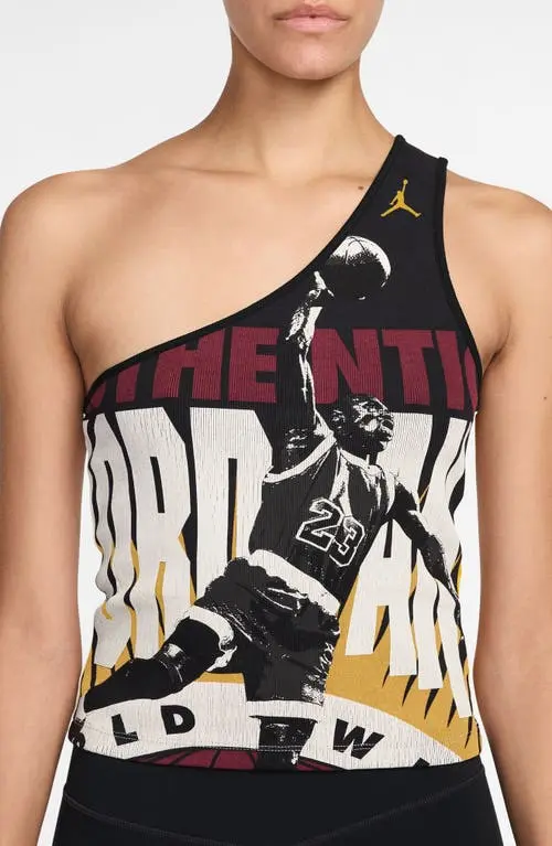 JORDAN Flight Graphic Print One-shoulder Tank - Sail