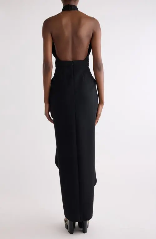 Givenchy Draped Stretch Wool Blend Halter Dress