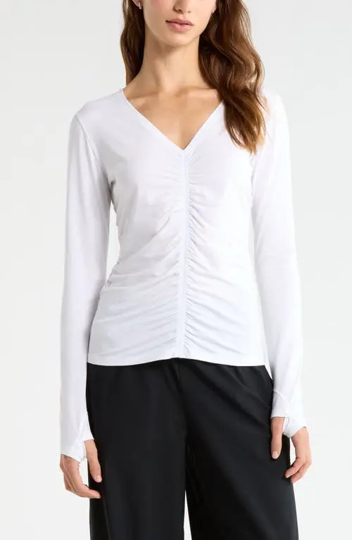 Zella Ruched Long-sleeve T-shirt - White