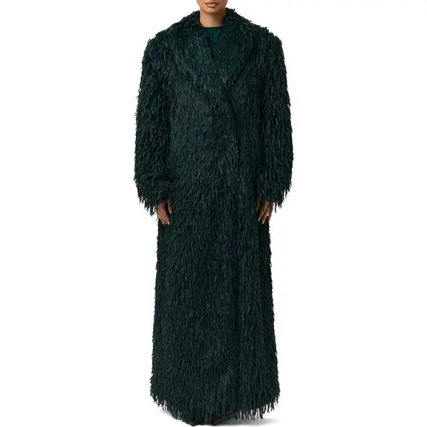 Naked Wardrobe Long Faux Feather Coat