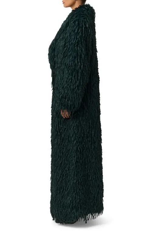 Naked Wardrobe Long Faux Feather Coat