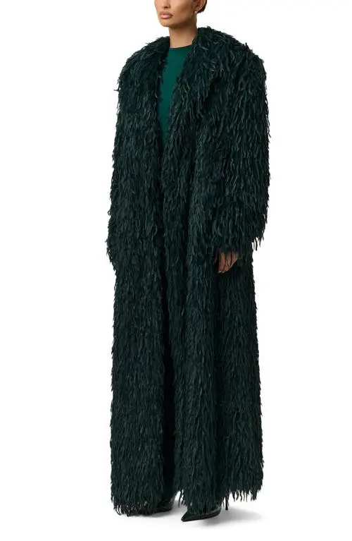 Naked Wardrobe Long Faux Feather Coat