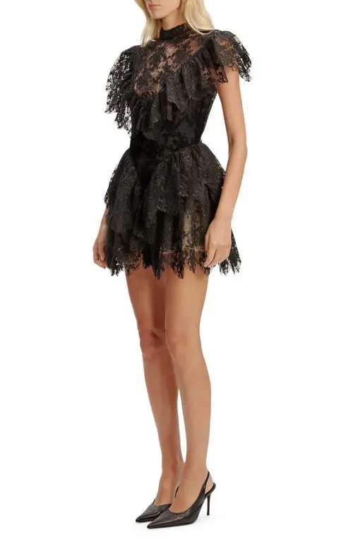 Bardot Tarryn Ruffle Lace Mini Dress