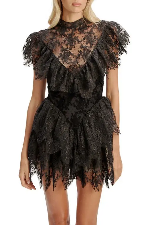 Bardot Tarryn Ruffle Lace Mini Dress