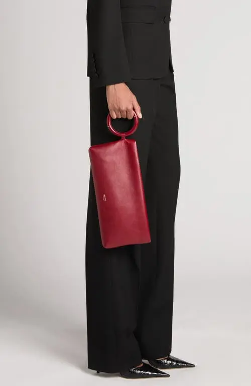 TOM FORD T-ring Leather Clutch - Ruby Red