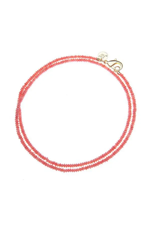 JANE WIN Double Wrap Beaded Necklace - Coral